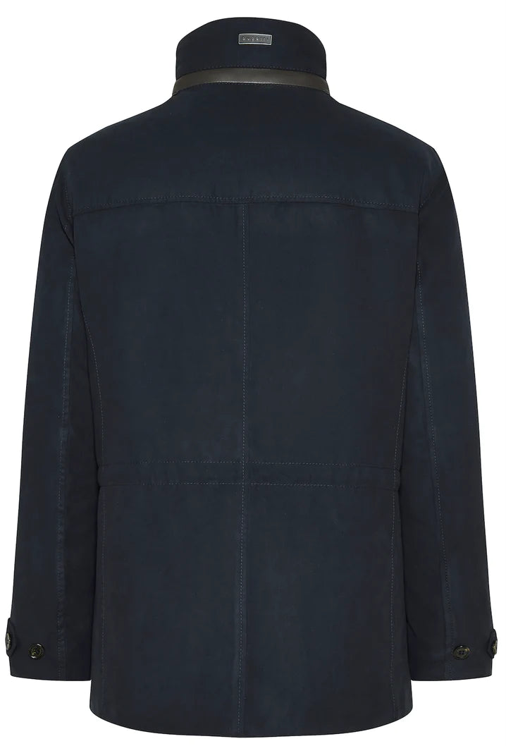 Bugatti Warm Microvelour Suede Jacket in Navy with Removable Fur Colla